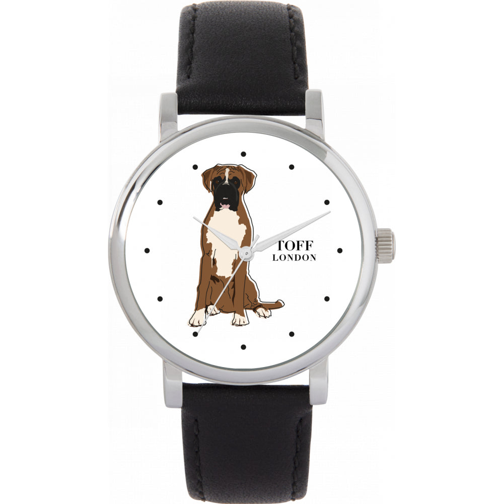 Ladies Brown And White Boxer Dog Watch – Toff London